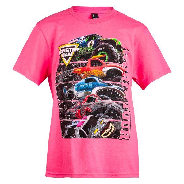 Pink Monster Jam 2026 Youth Tour Shirt – Official Monster Jam Superstore